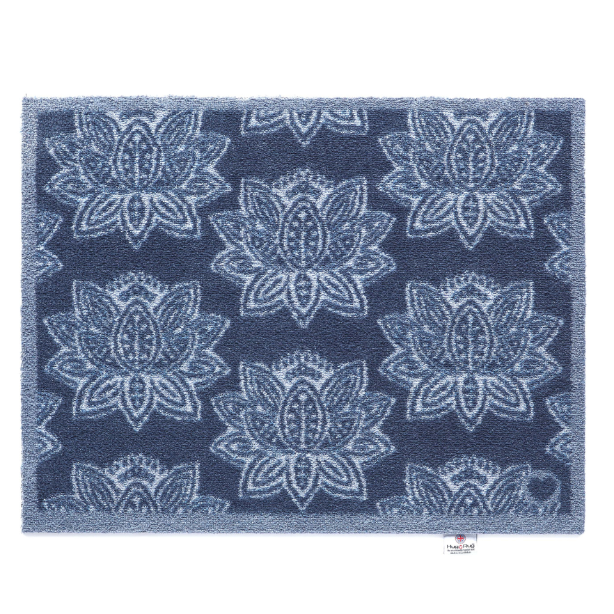 Hug Door Rug RHS Woodblock 1 - Blue